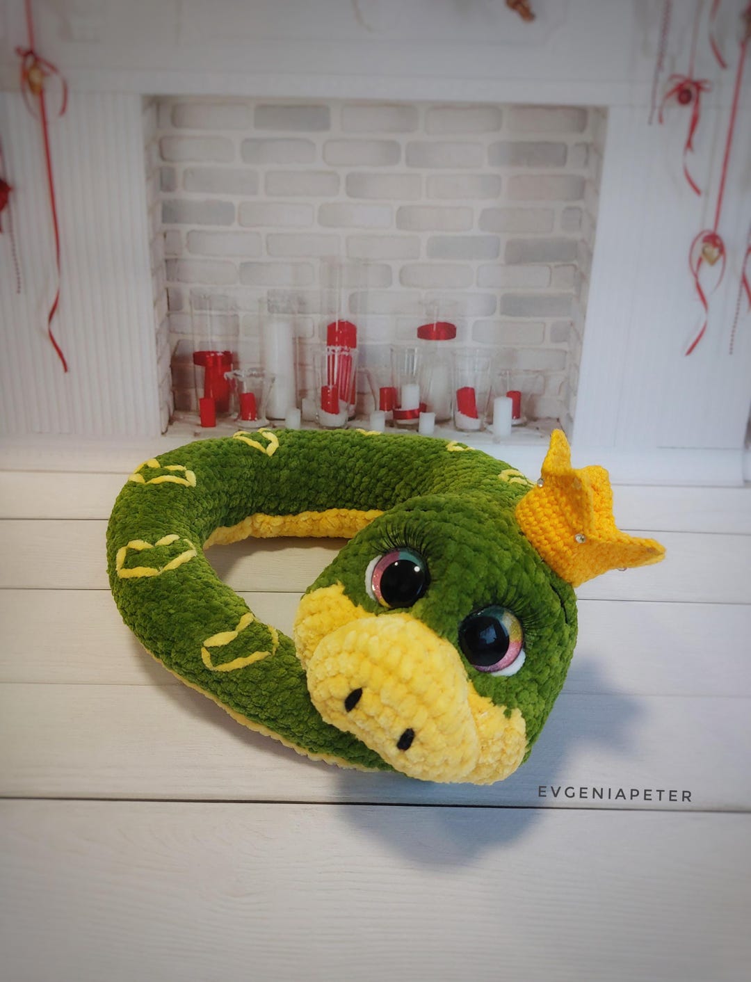 Snake. Plush Toy. Cuddly Toy. Crocheted Toy. Christmas Gift. New Year ...