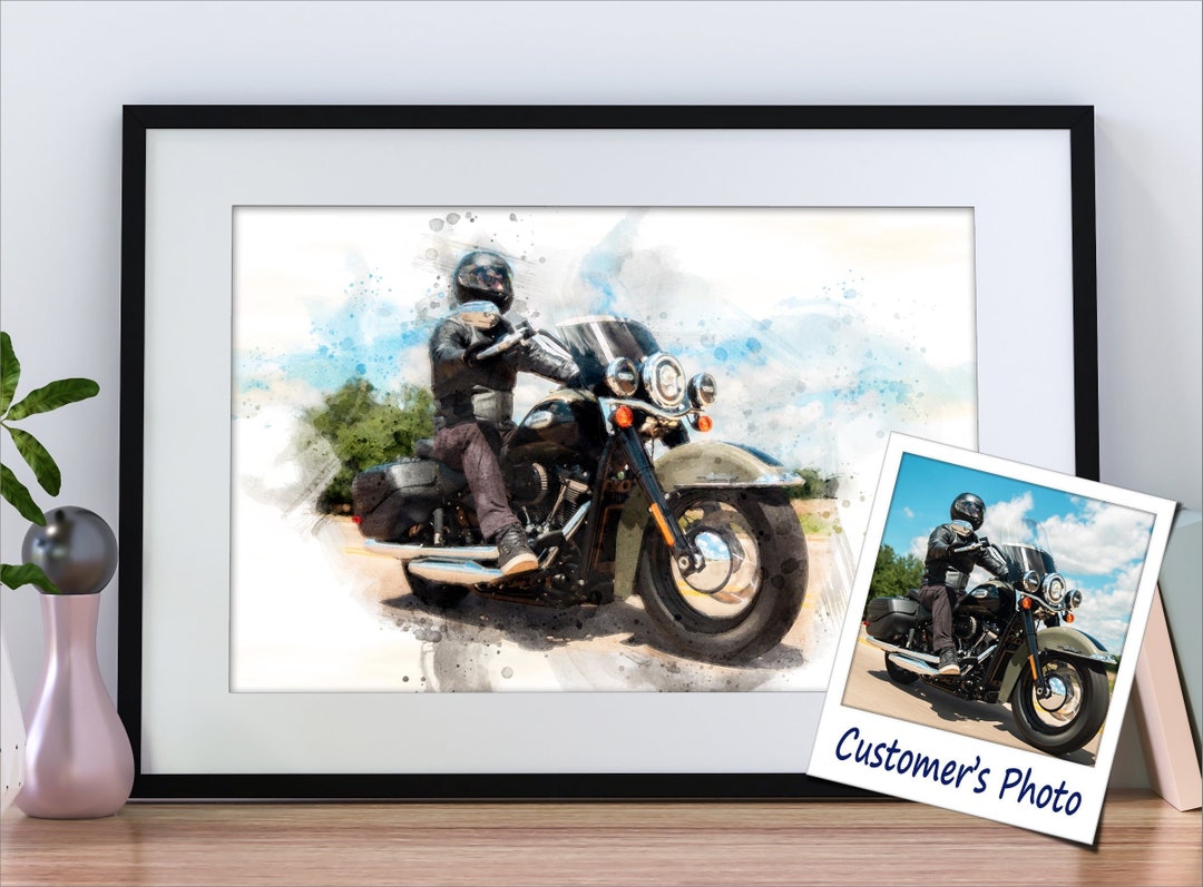Custom Motorcycle Canvas Print, Biker Gift, Garage Wall Art, Man Cave ...