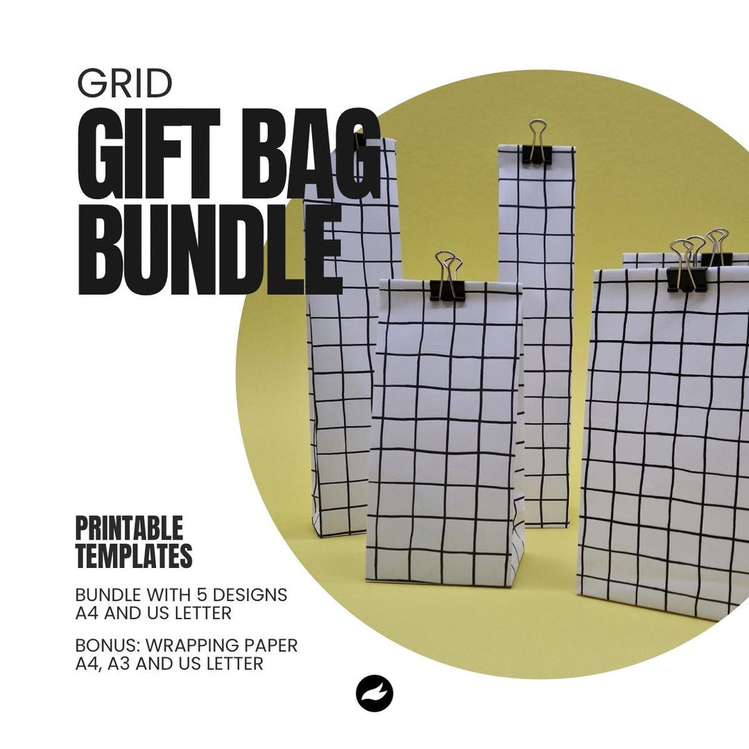 Printable GRID Gift Bag Templates & Wrapping Paper – DIY PDF Downloads ...