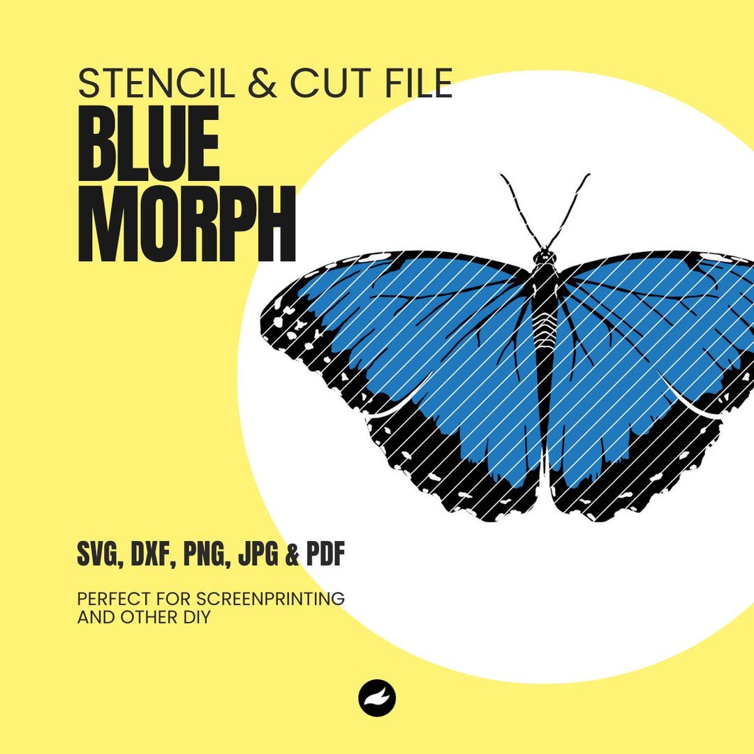 Blue Morph - Morpho Menelaus - (A4) - Stencil/cut File - Perfect for Screenprint, Foils or Other ...