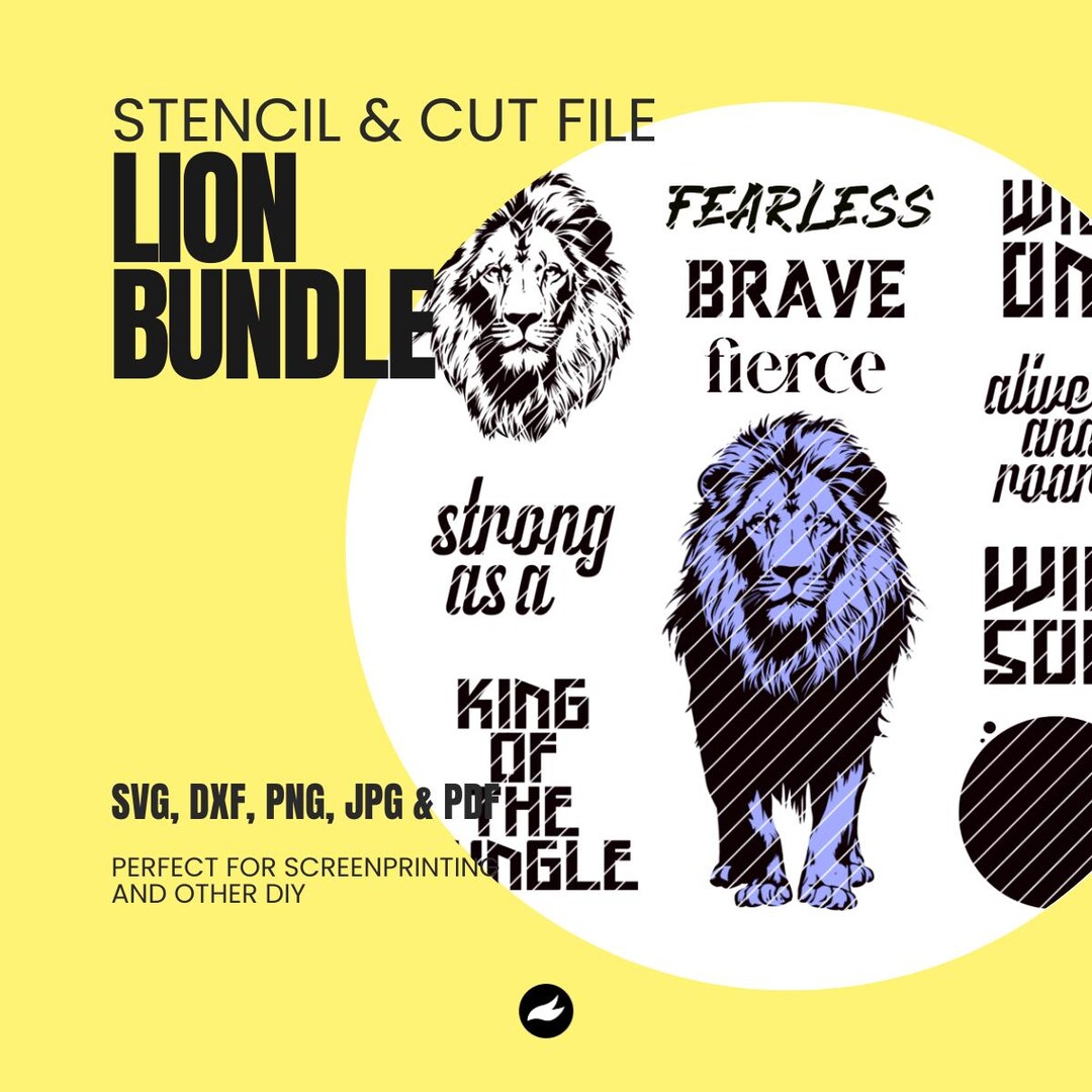 Lion BIG BUNDLE- Stencil/cut File - Perfect for Screenprint, Foils or ...