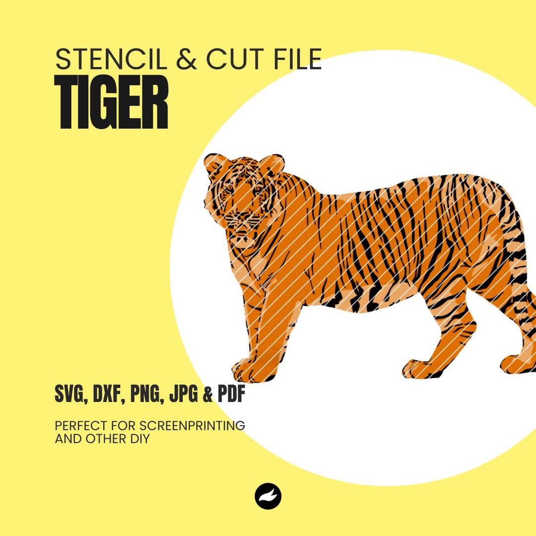Tiger (A4) - Stencil/cut File - Perfect for Screenprint, Foils or Other ...