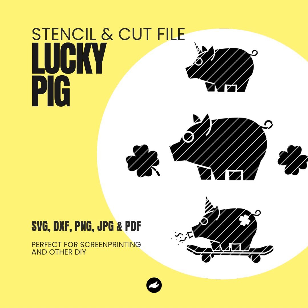Lucky Piggy - Stencil/cut File - Perfect for Screenprint, Foils or ...