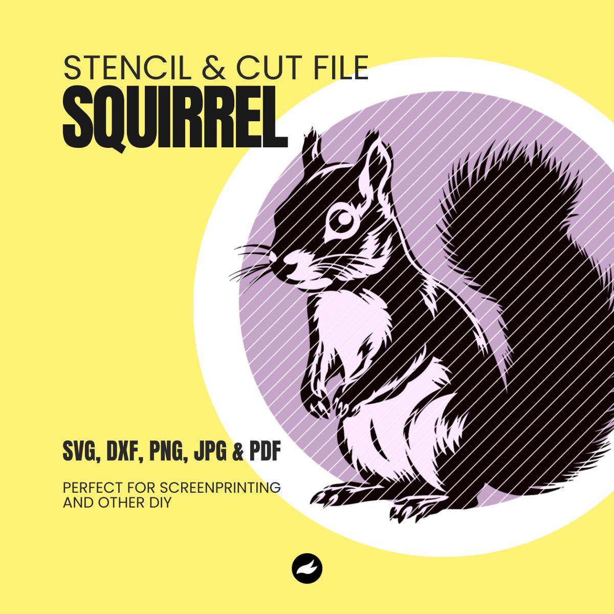 Squirrel - Stencil/cut File - Perfect for Screenprint, Foils or Other Prints ( Svg, Dxf, Pdf and ...