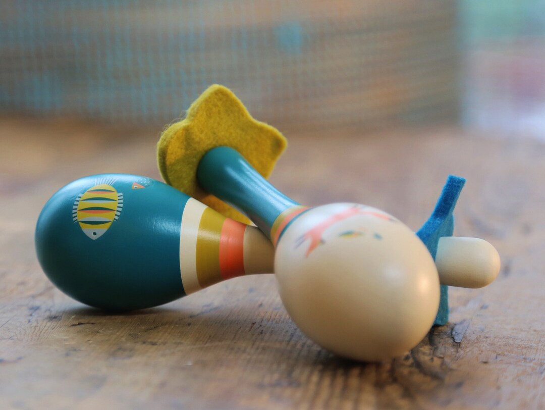 Blue Sea Life Wooden Maraca - Etsy