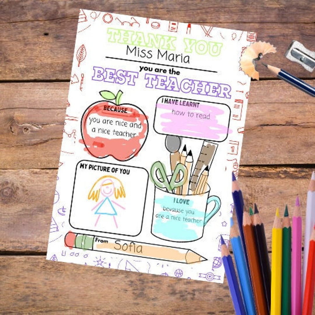 Teacher Appreciation Printable Card - You Are the Best Teacher Kids ...