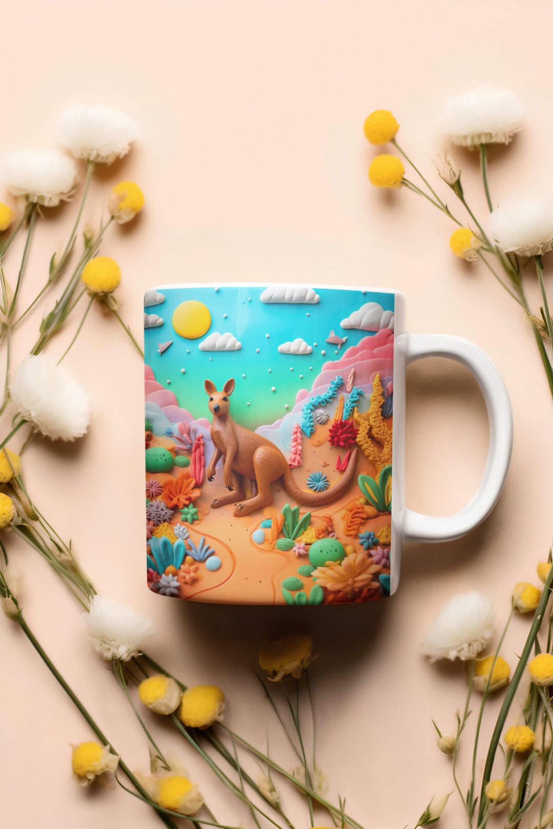 Kangaroo Mug - 3D Australian Wildlife Coffee Cup With Outback Scene ...