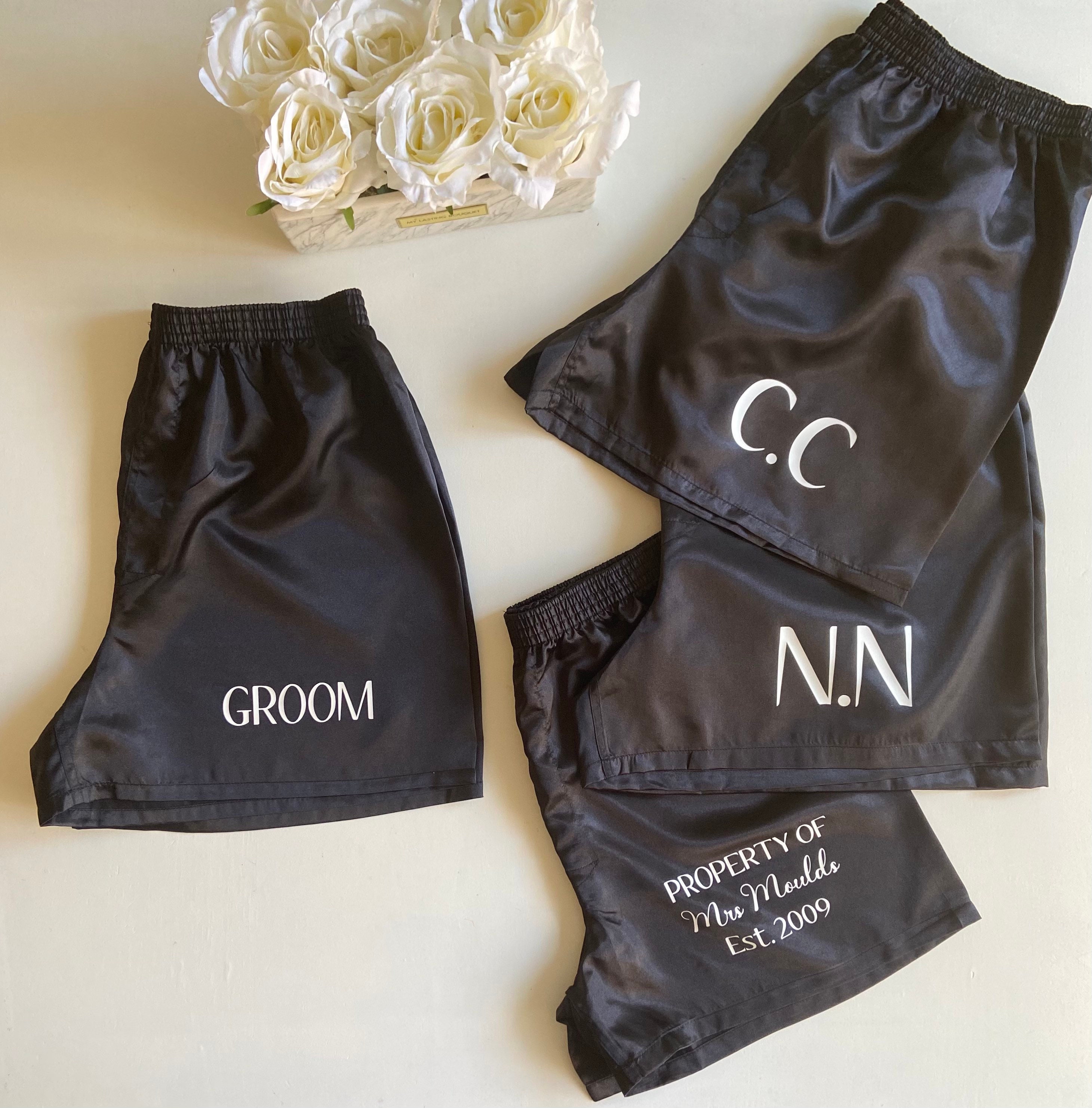 Personalised Satin Boxer Shorts - Custom Silky Men's Underwear, Wedding ...