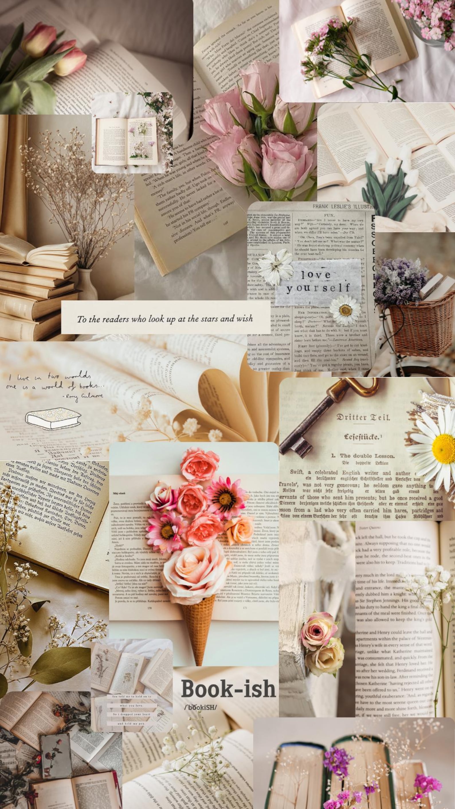 Bookish Wallpaper Digital Download - Etsy