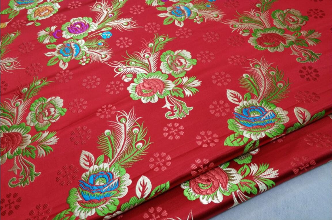 Chinesische Brokat Stoff Material Pfau Rose 200g Sofa weiche - Etsy.de