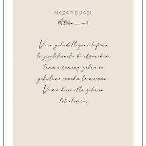 Nazar Duasi & Ayet-el-kürsi Poster Islamic Murals Wall - Etsy Australia
