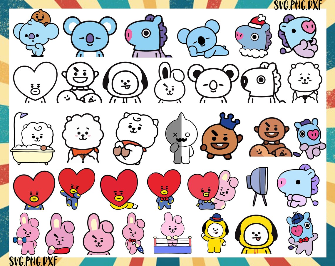 BT21 Bundle svg BT21 svg Cricut Silhouette Clipart Cut | Etsy