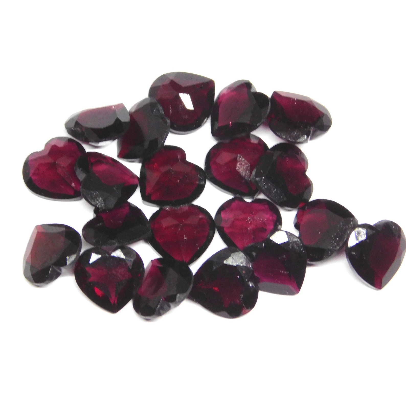 Granate Rojo Natural Facetado Gemstone Forma del Corazón 6 7 | Etsy