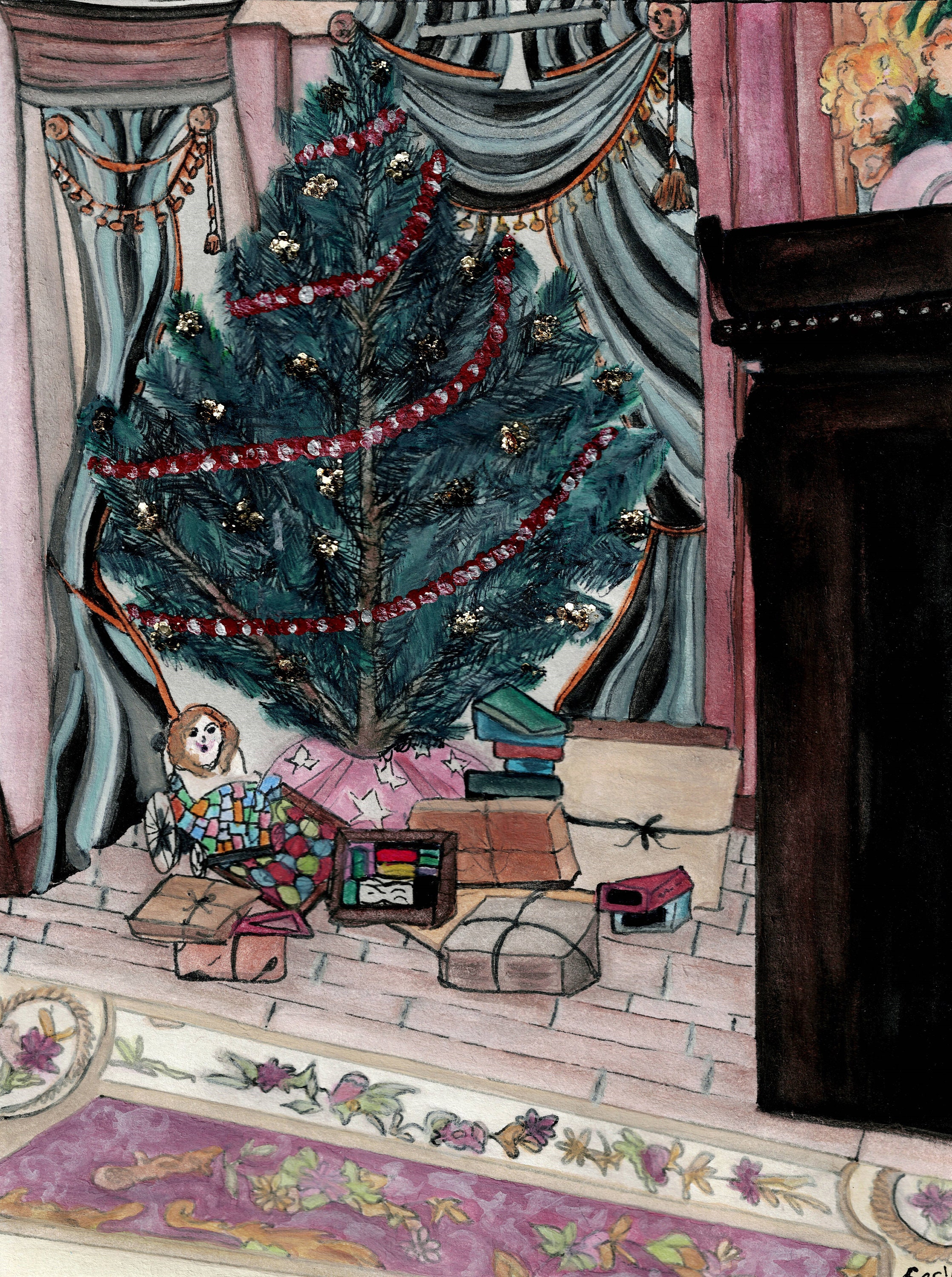 Victorian Christmas Magic Giclée Print, Christmas Painting, Victorian ...