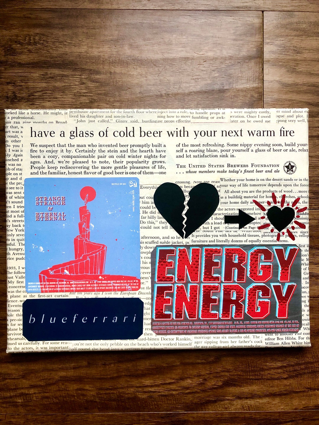 Recycled Art, Vintage Sign, Vintage Beer Collage, Craft Beer Label ...