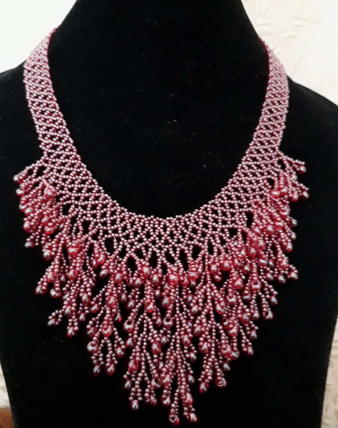 Beaded Jewelry, Beaded Corals, Fringe Necklace, Hand Made Beaded, Neck ...