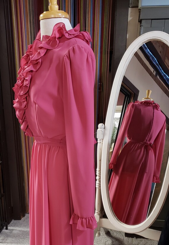 Vintage 1960 or 1970 NADINE Sheer Rose Long Sleeve De… - Gem