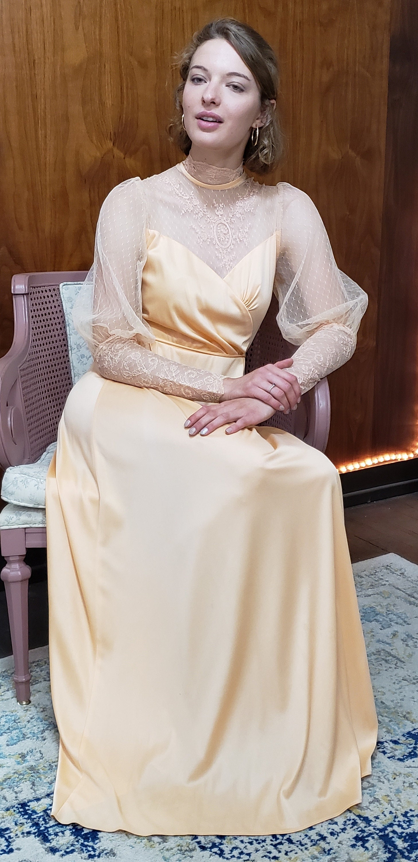 JCPENNEY Vintage 70's Apricot Poly Lace Victorian Maxi Dress - Etsy