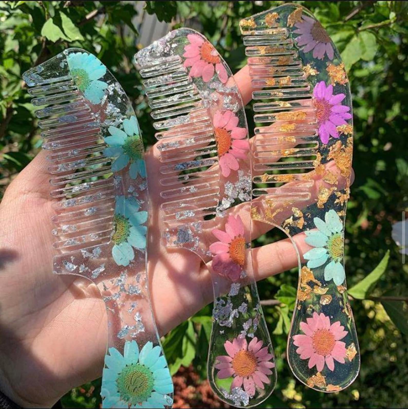 Custom Floral Resin Hair Combs - Etsy