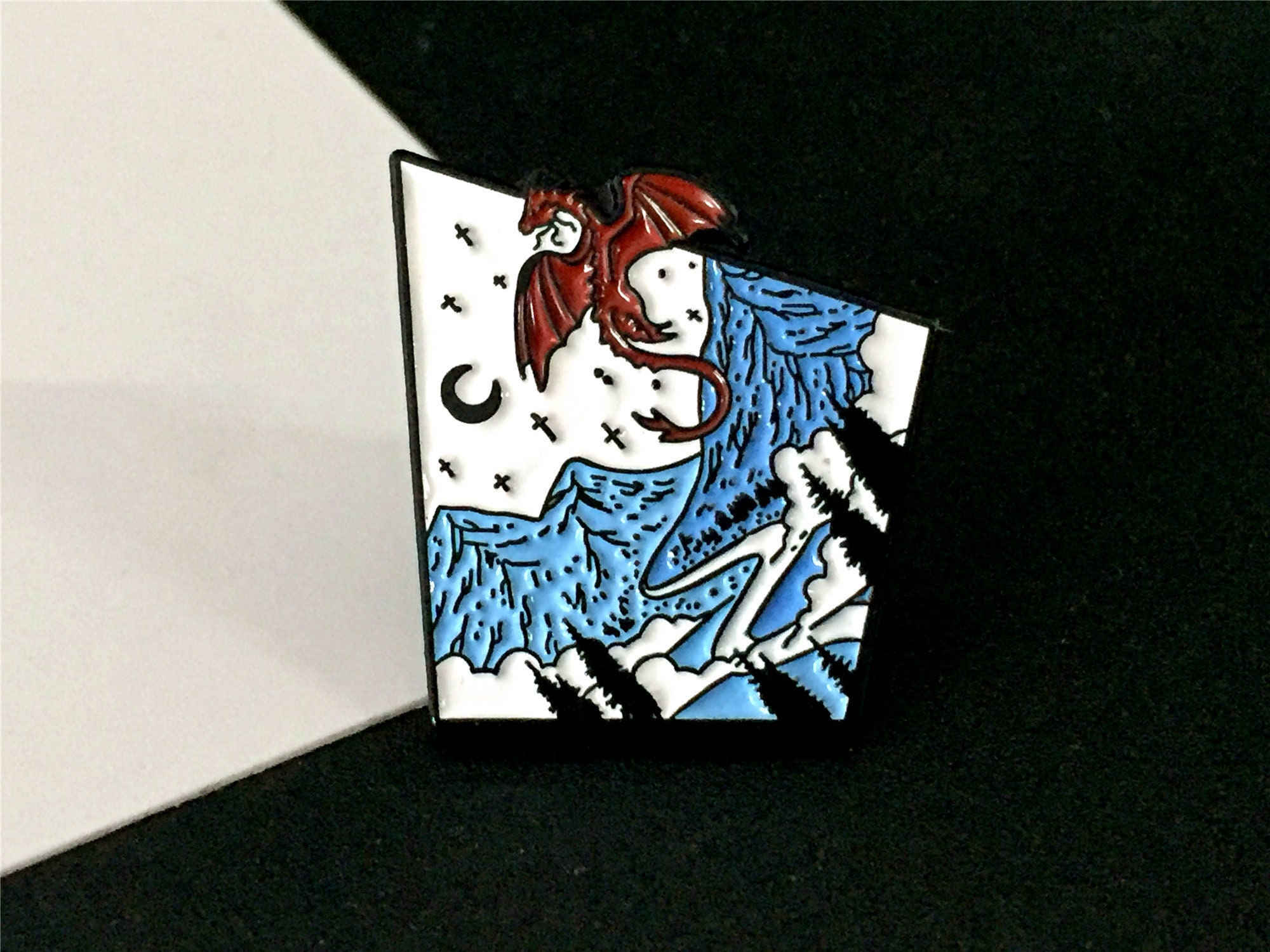 Dragon Pin Moon Enamel Pin Label Pin Funny Kawaii Funny Etsy