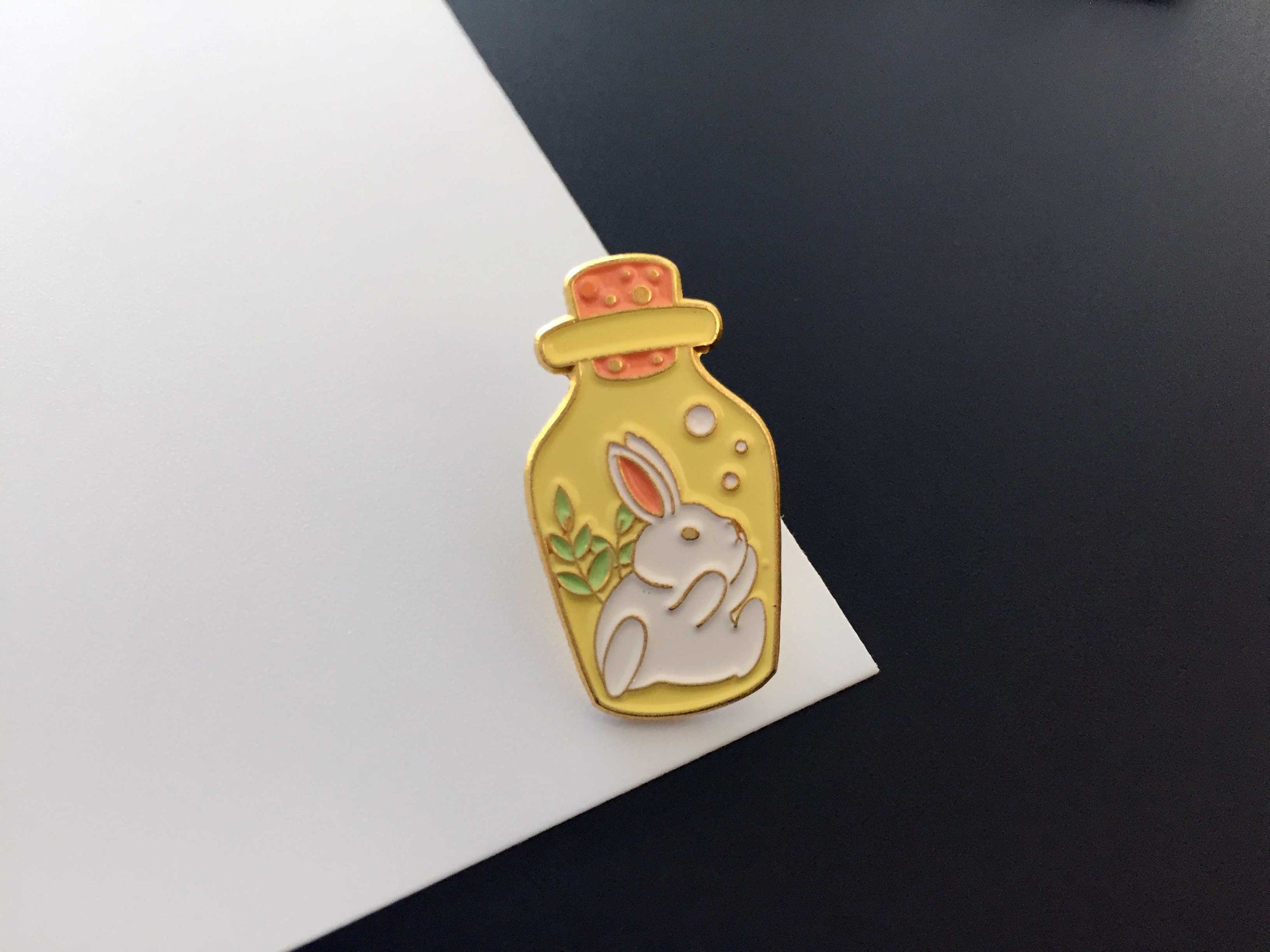 Box Cat Rabbit Hard Enamel Pins Cute Moon Rabbit Enamel Pins - Etsy