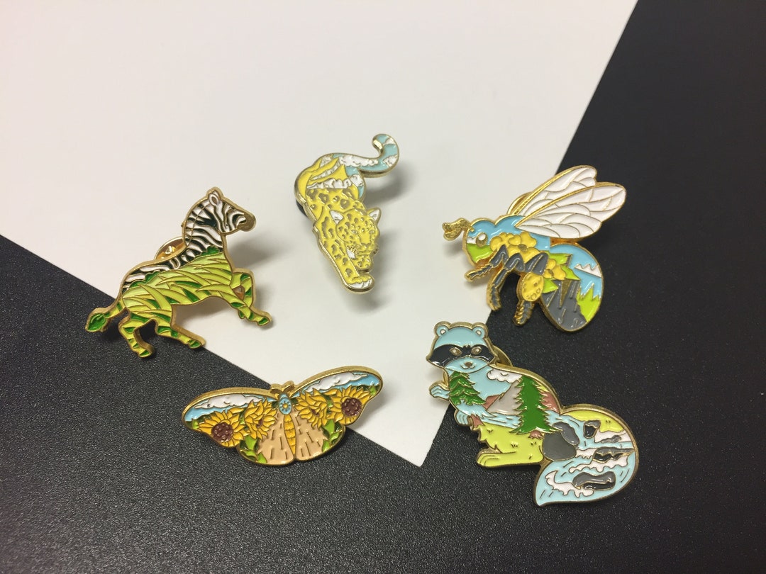 Colorful Animals Pins Cute Enamel Pins Set Label Badge Funny - Etsy