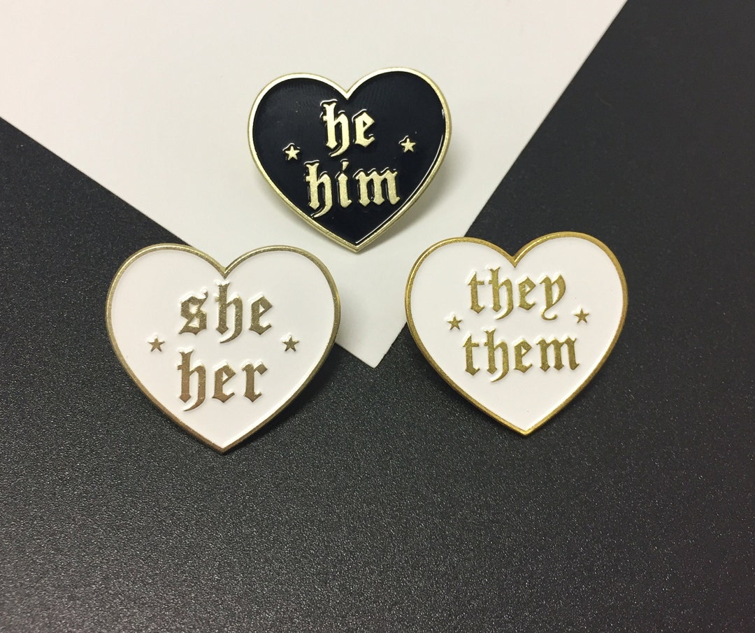 She and Her & He Him Pins Enamel Set Label Pin Soft Cute Kawaii Funny ...