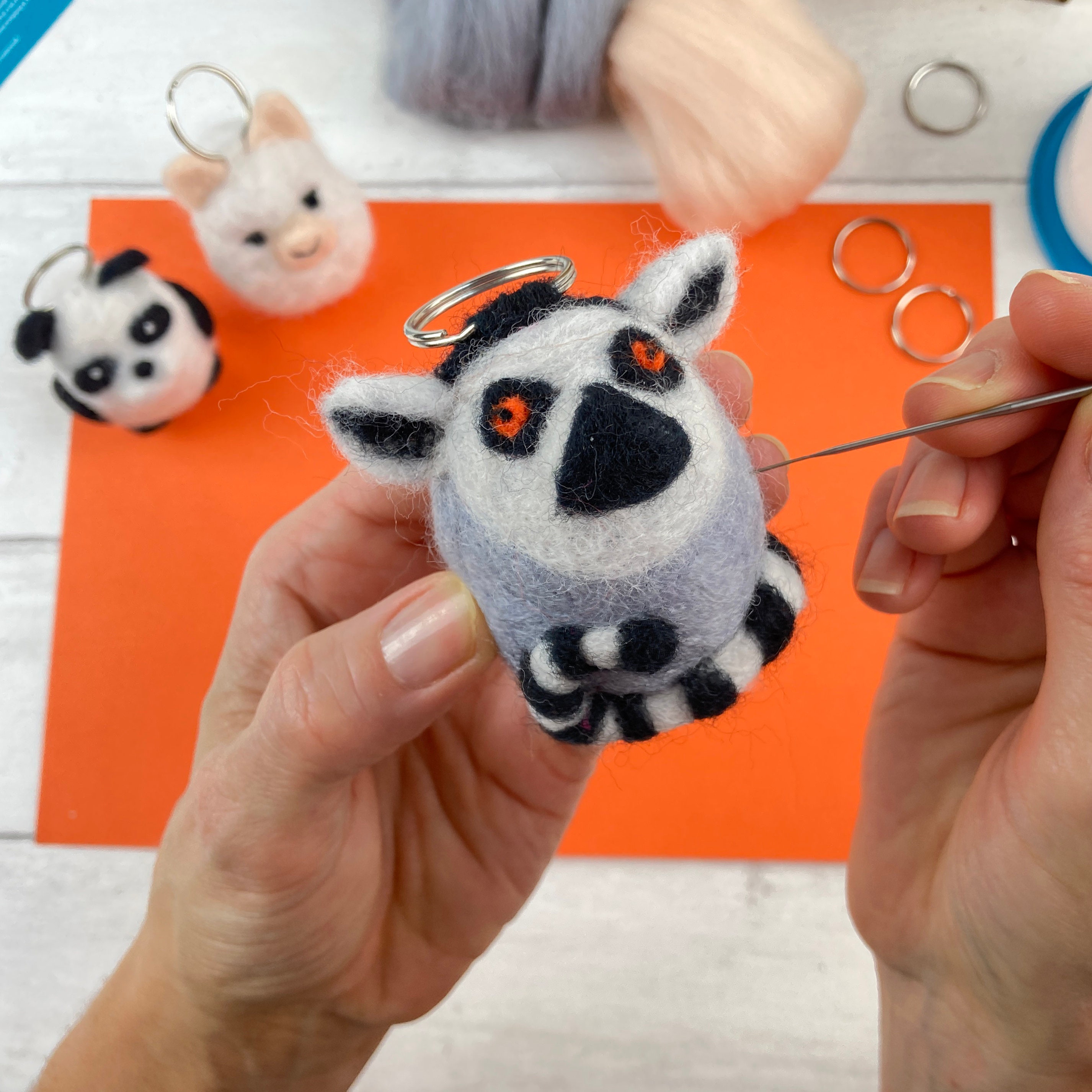 Needle Felted Mini Pets 2 Make THREE Felt Animal Key Rings - Etsy