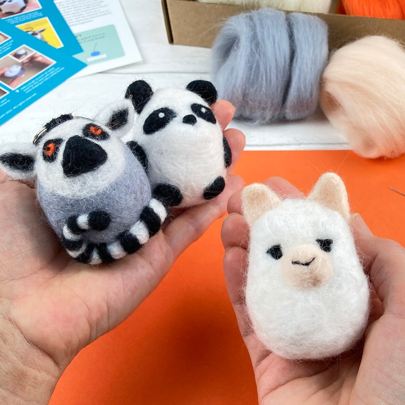 Needle Felted Mini Pets 2 Make THREE Felt Animal Key Rings - Etsy