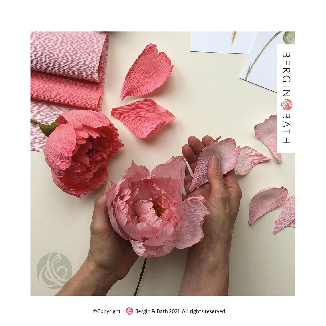 Paper Peony Pattern Crepe Paper Flower Tutorial Digital | Etsy