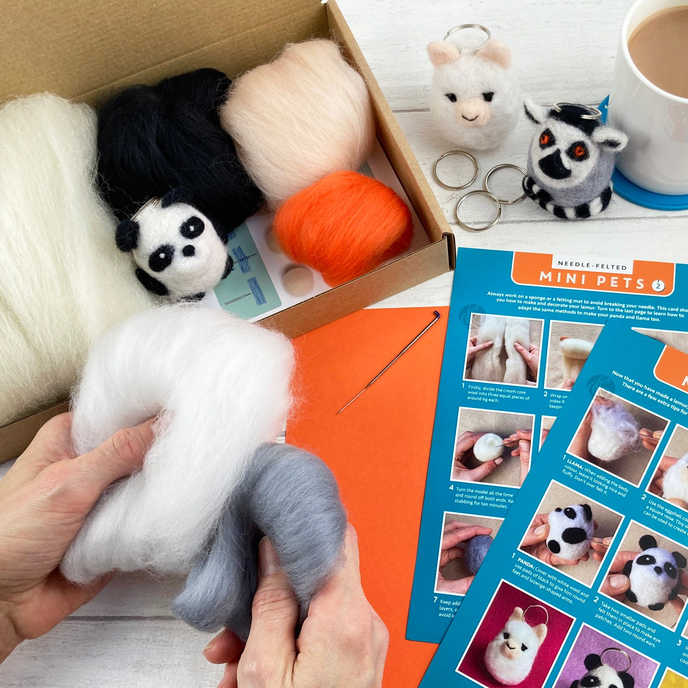 Needle Felted Animal Key Ring Craft Kit: Llama, Panda, Lemur - Etsy UK