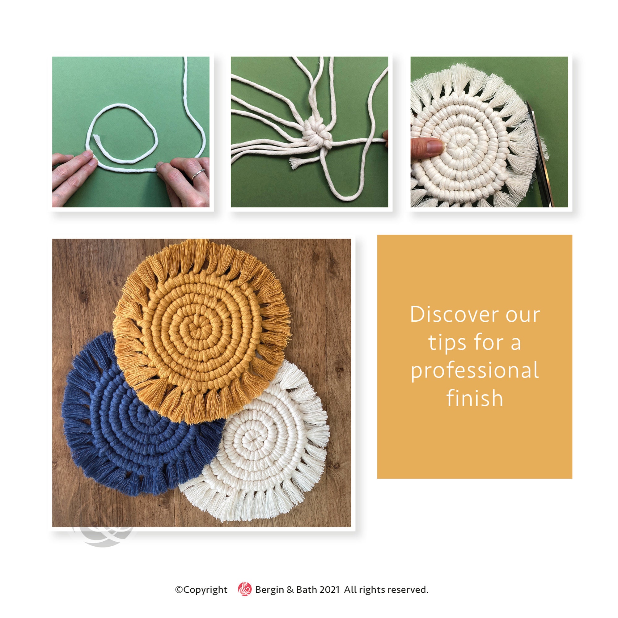 Macrame Coaster Tutorial. Printable PDF Download. Full Step-by-step ...