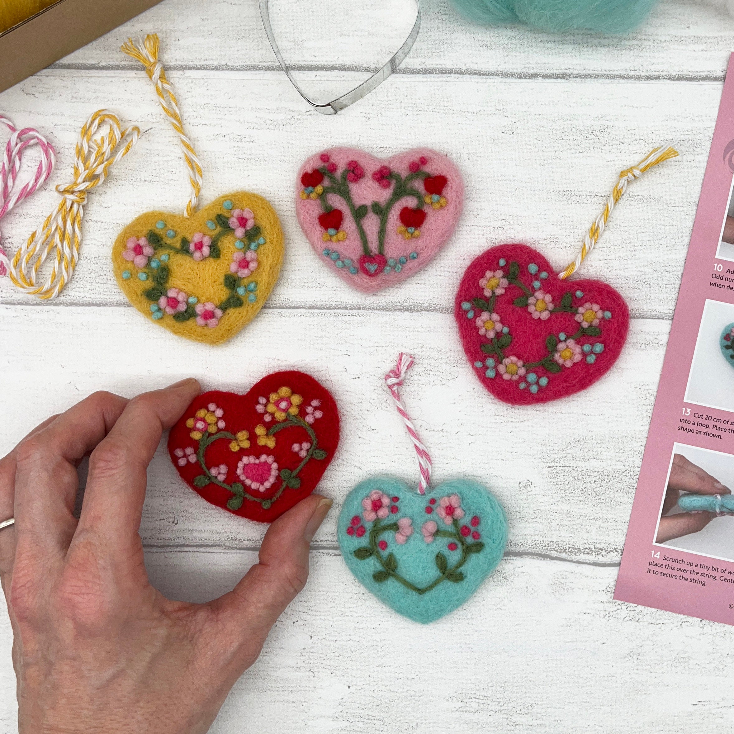 Needle Felting Kit - Hearts. Learn to Make a Set of Heart Decorations ...