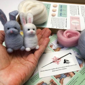 Needle Felting Kit - Rabbits - Make TWO Needle Felted Easter Bunnies ...