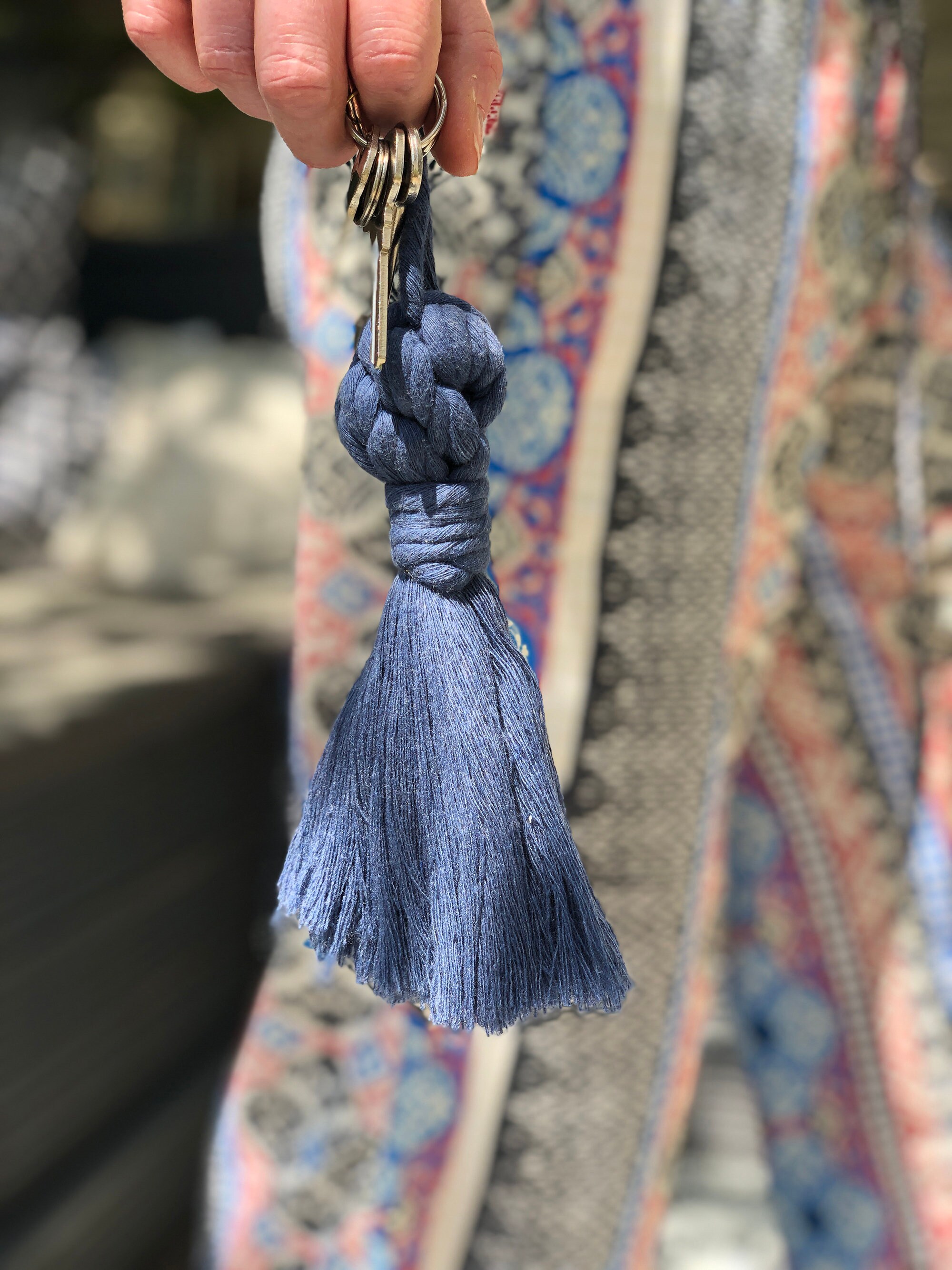 Macrame Tassel Kit Denim Make your own macrame tassel | Etsy