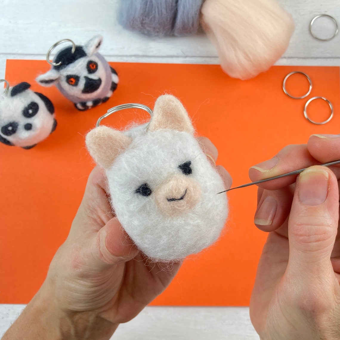 Needle Felted Mini Pets 2 Make THREE Felt Animal Key Rings - Etsy