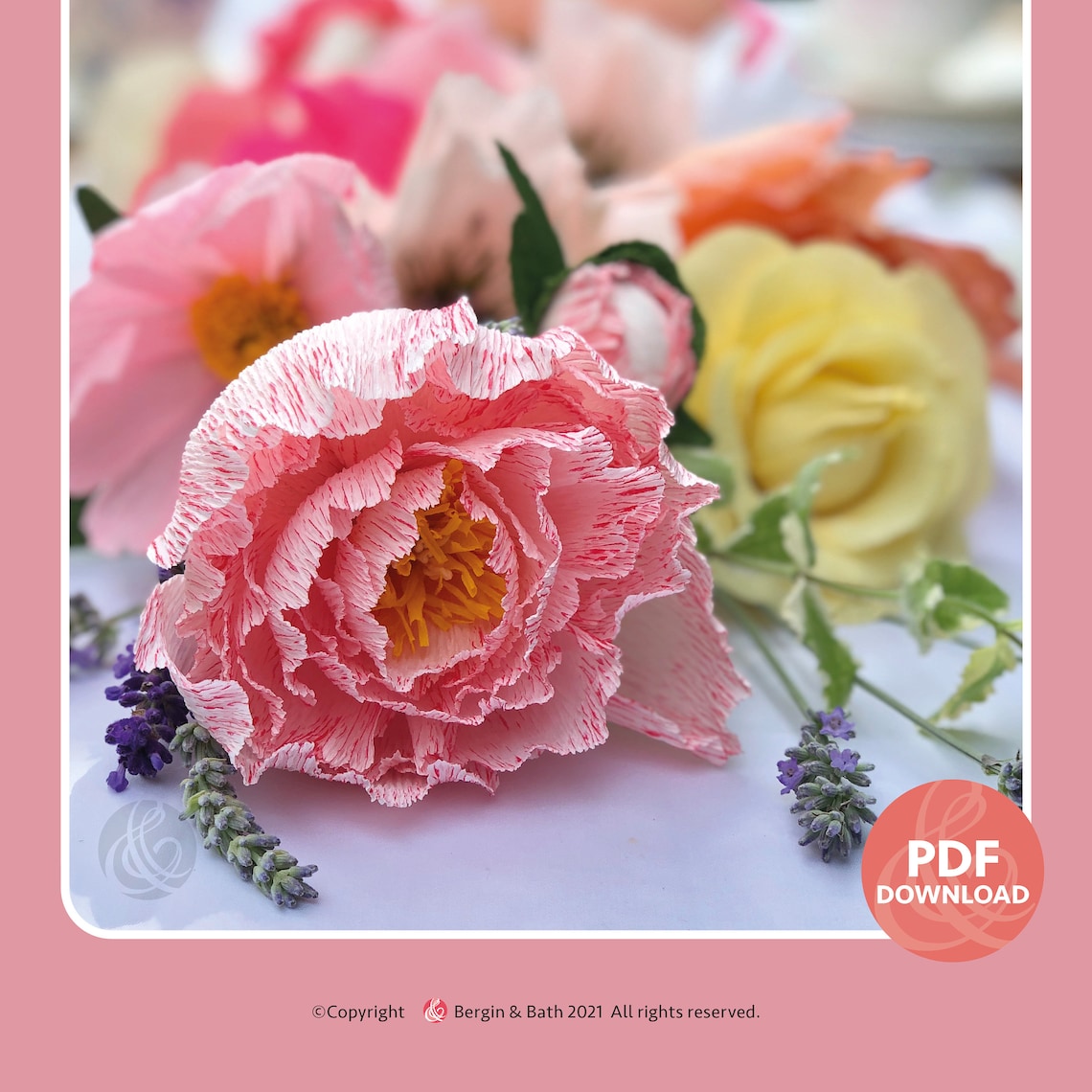 Paper Peony Pattern Crepe Paper Flower Tutorial Digital | Etsy