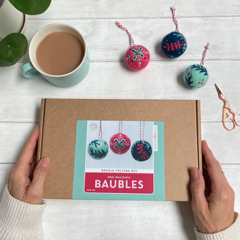 Needle Felting Kit Christmas Baubles Make Your Own Felted - Etsy UK