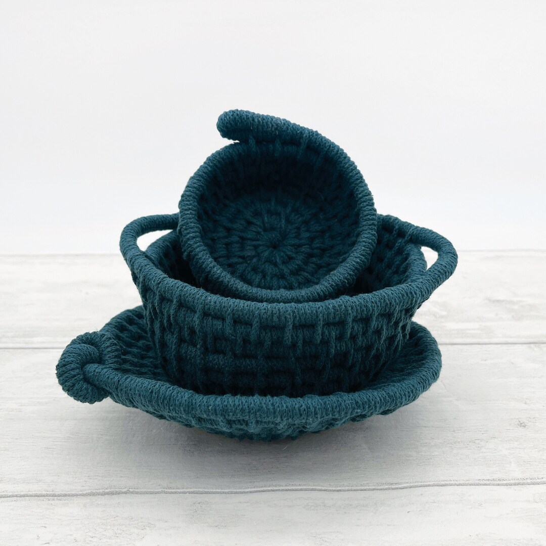 Macrame Kit Baskets - Peacock Blue - Learn to Make a Set of Three ...