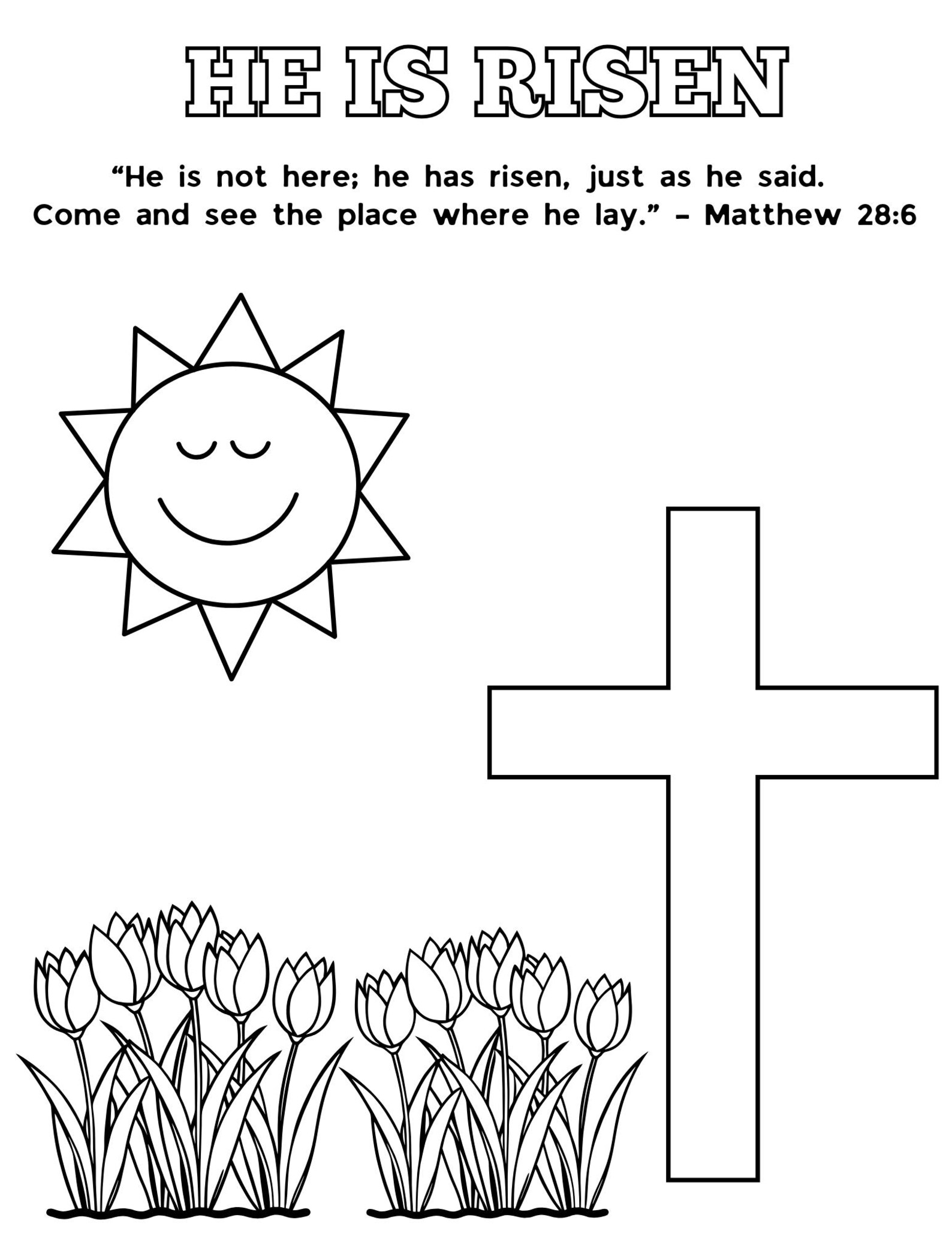 Preschool Easter Christian Coloring Page PDF He is Risen - Etsy