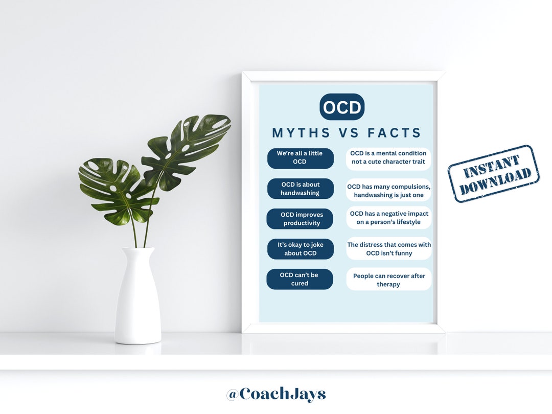 OCD Myths and Facts, Mental Health Poster, Mental Health Prints ...