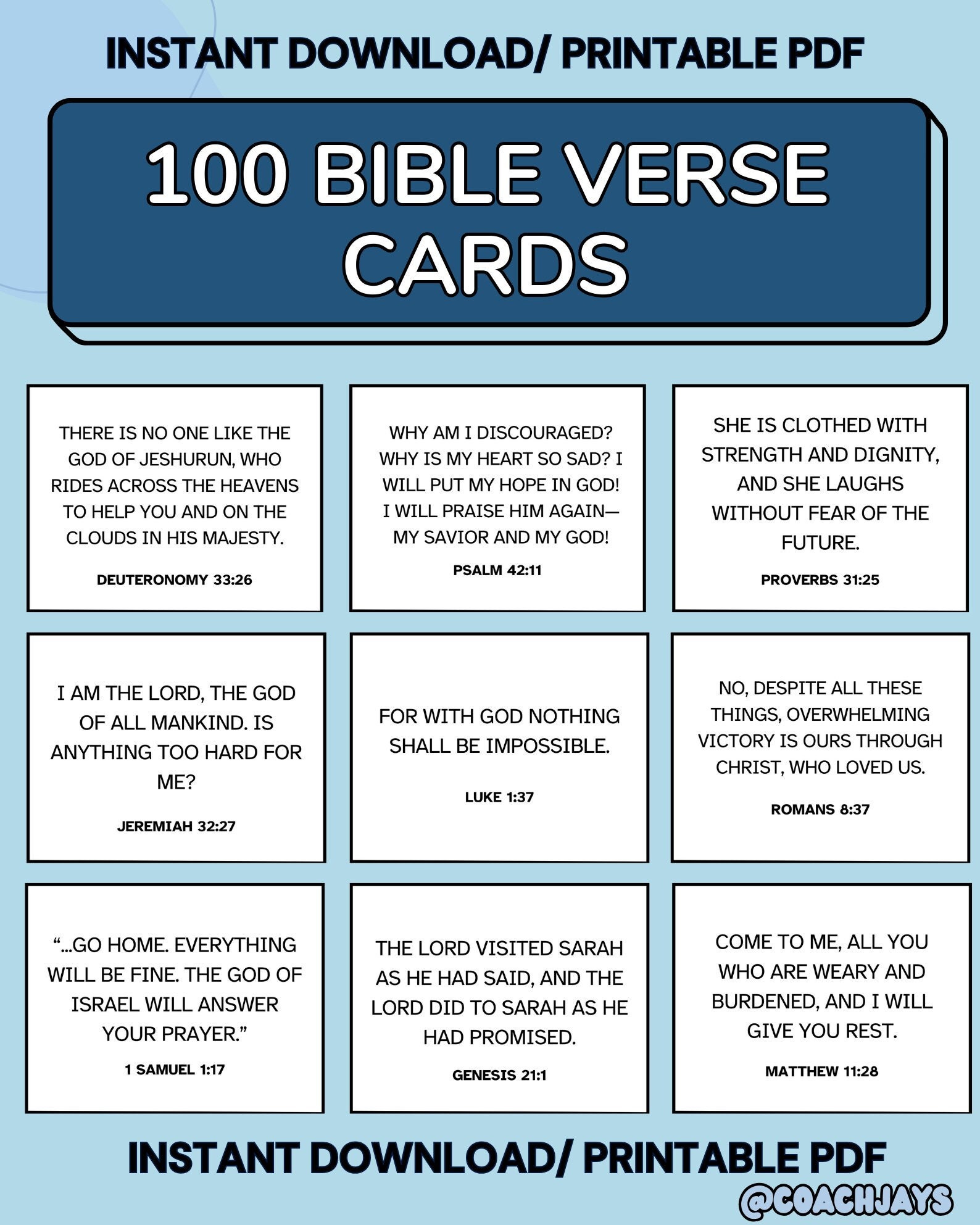 100 Bible Verse Cards, Inspiring Scripture Cards, Bible Memory Verse ...