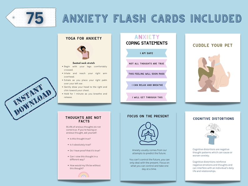 Anxiety Coping Skills Flashcards, Anxiety Relief, Anxiety Relief ...