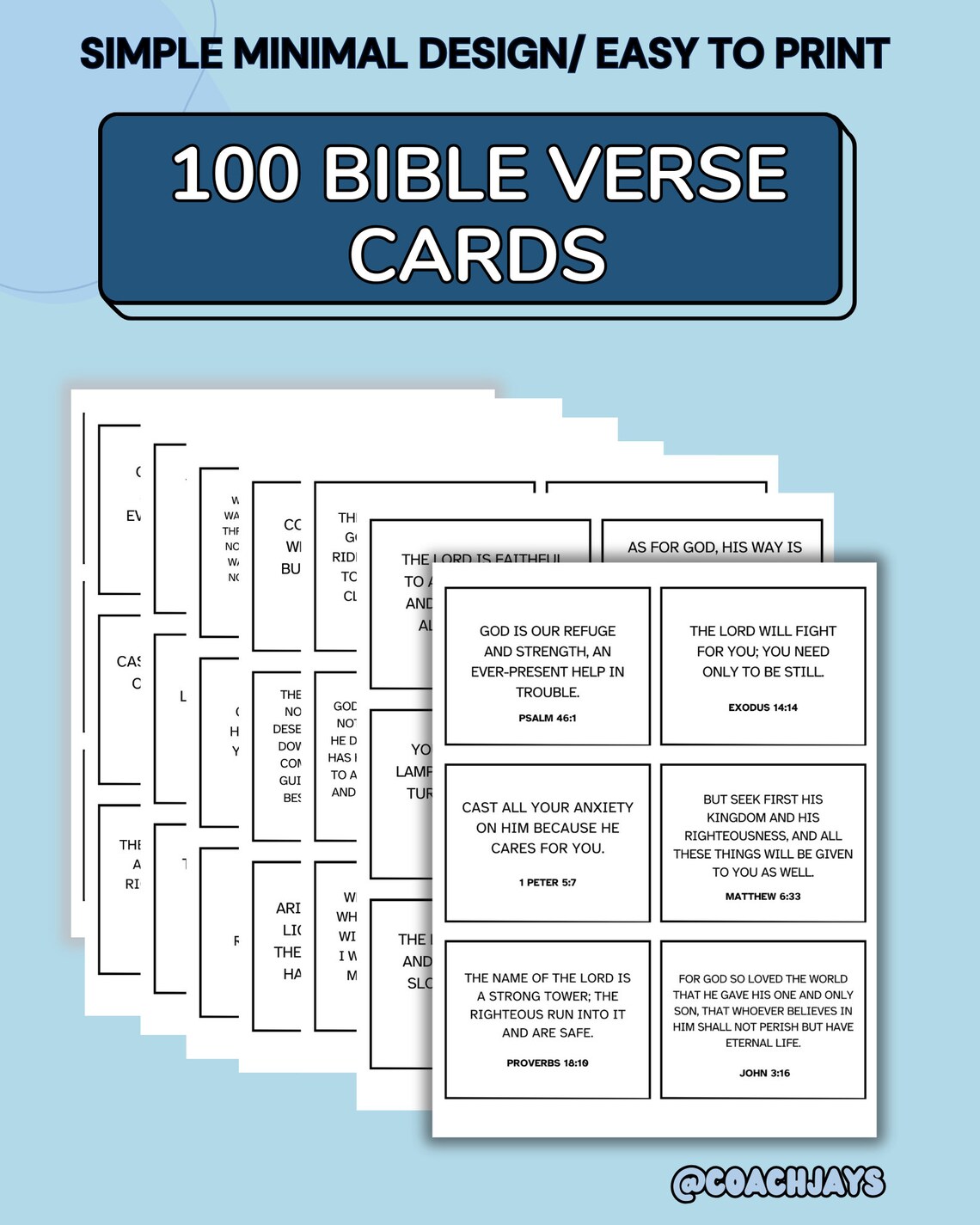 100 Bible Verse Cards, Inspiring Scripture Cards, Bible Memory Verse ...