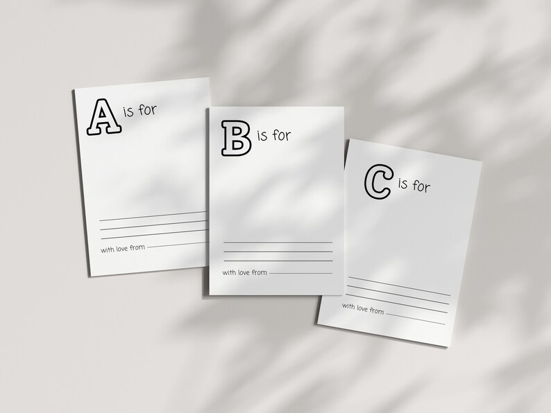 Baby Shower ABC Book, Baby's First ABC Book, Blank Alphabet Book, Baby ...