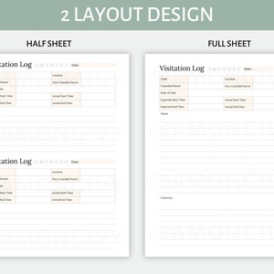 Custody Visitation Log for Co-parenting | Printable Child Custody ...