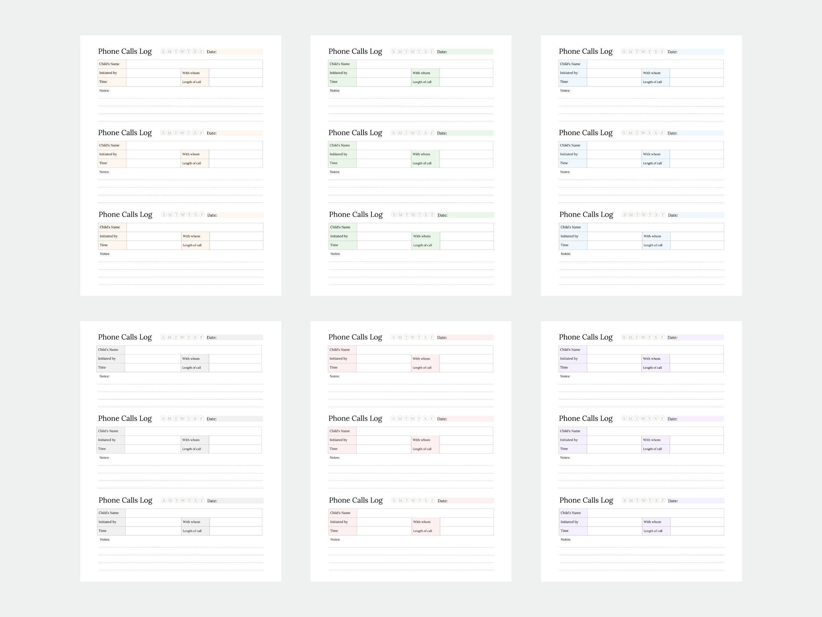 Phone Calls Log for Co-parenting | Parent Child Communication Log ...