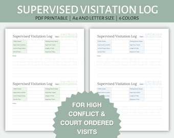 Custody Visitation Log for Co-parenting | Printable Child Custody ...