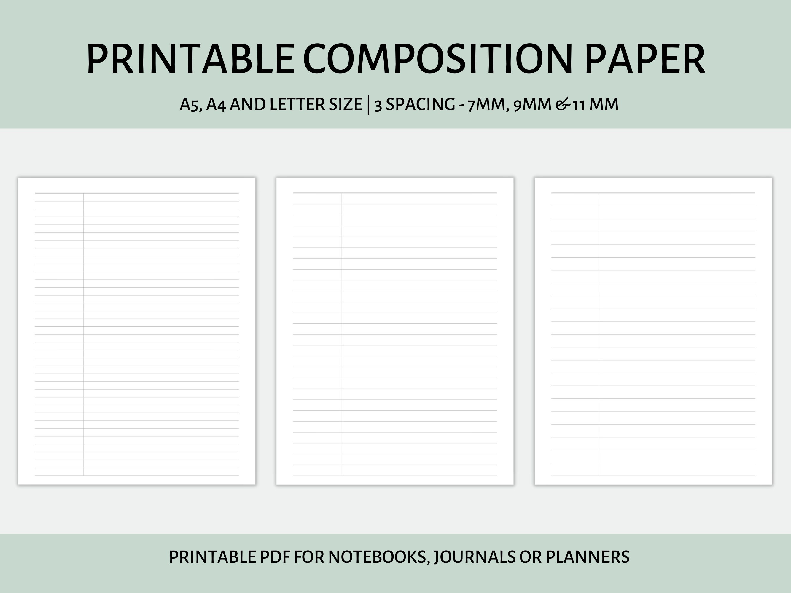 Printable Wide Lined Paper Set Of Ruled Paper Digital