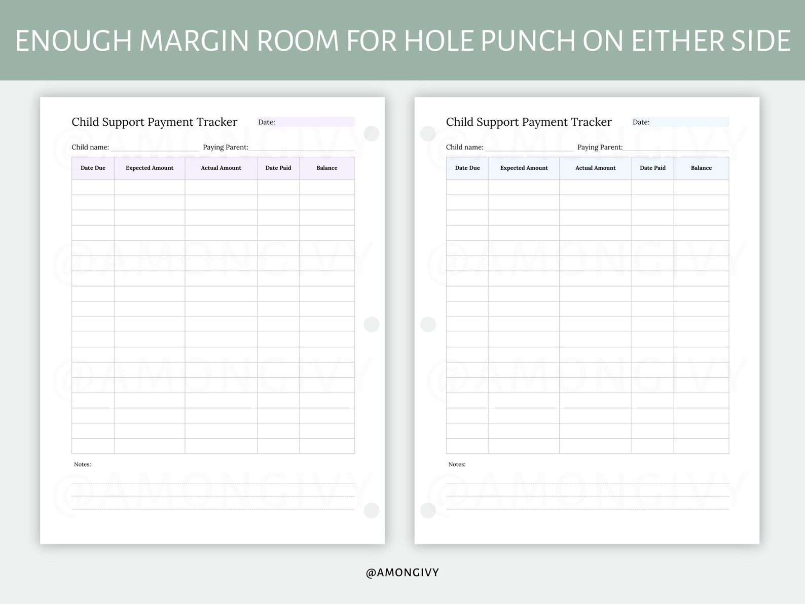 Child Support Payment Tracker for Co-parenting | Printable Child ...